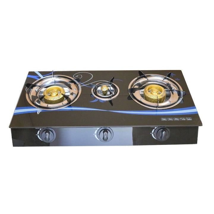 Aragaz cu Plită din Sticlă Securizată 3 Ochuri – Aprindere Quartz, GPL ...